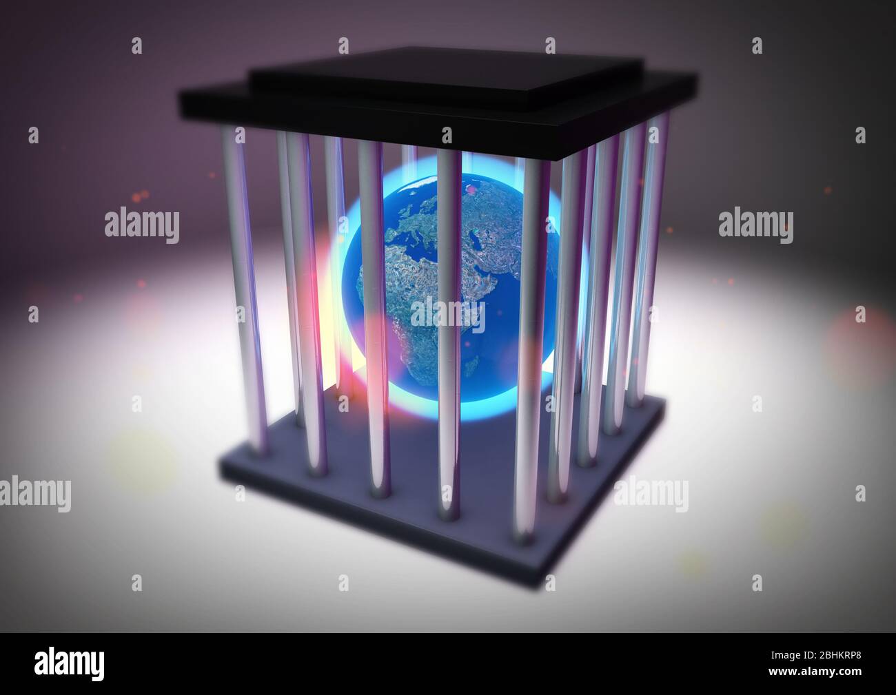 3D Render of the earth’s globe with an atmosphere around it, trapped ...