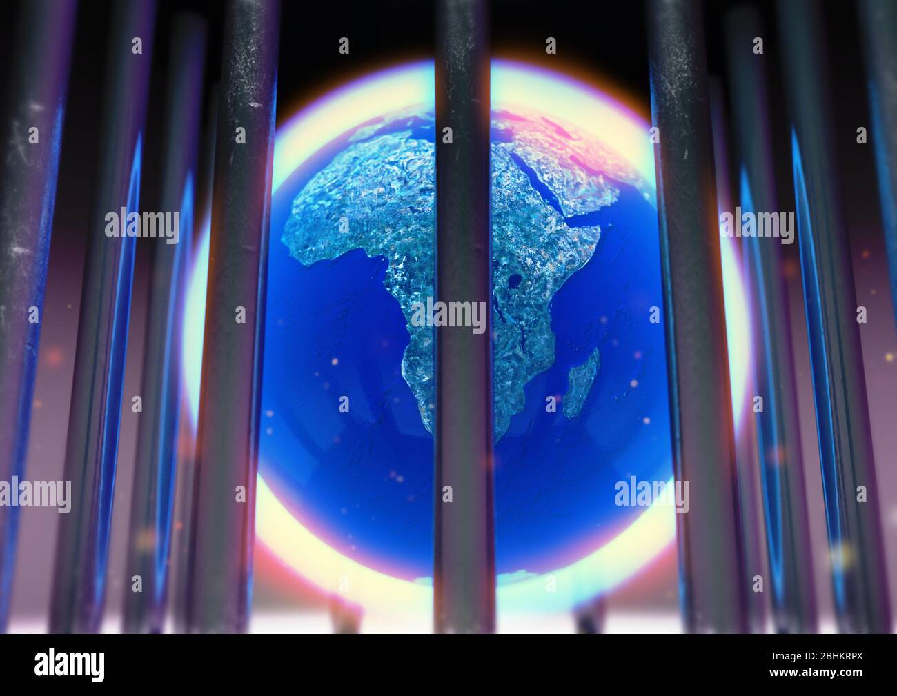 3D Render of close up the earth’s globe with an atmosphere around it ...