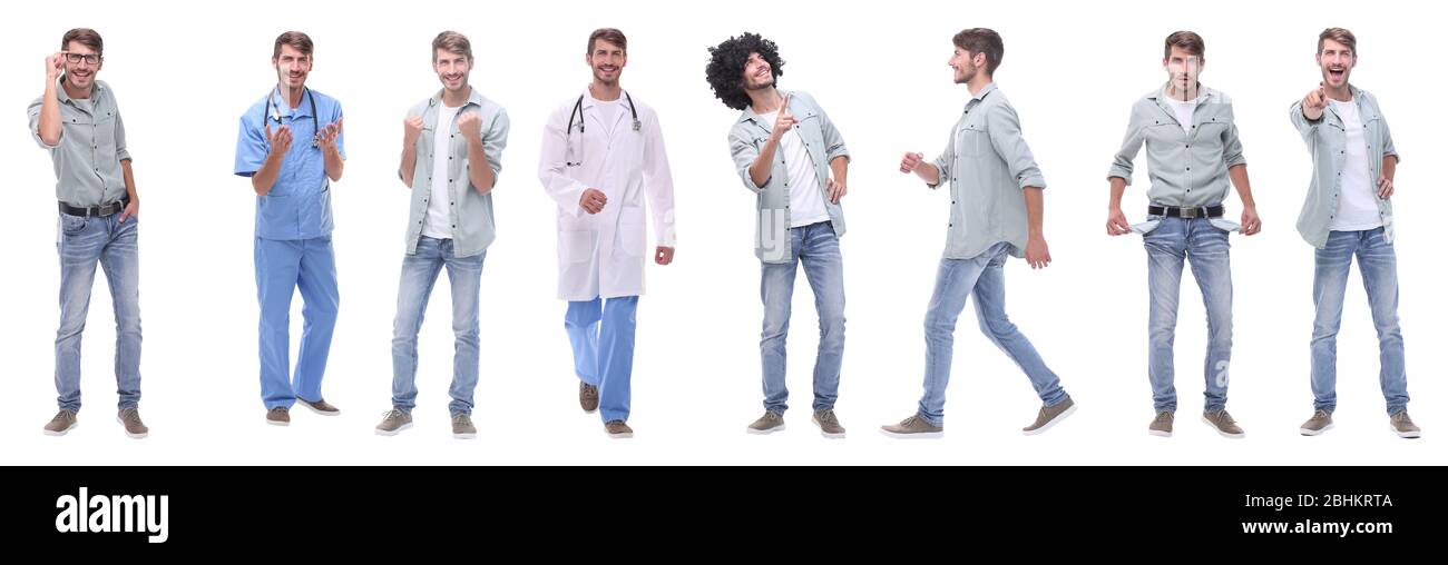 collage doctor and young man isolated on white Stock Photo - Alamy