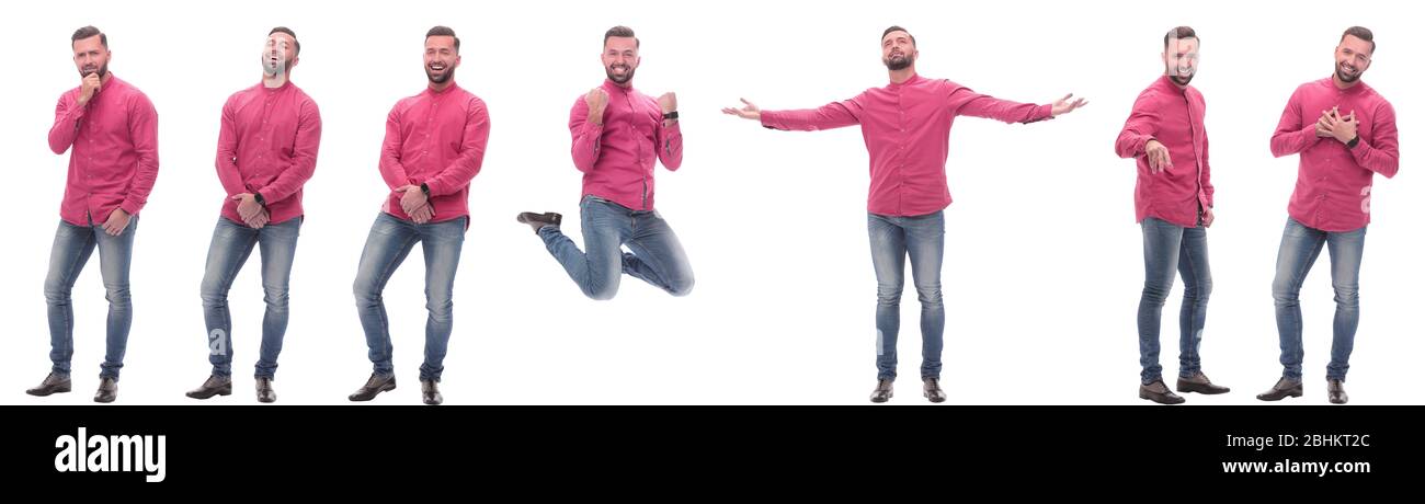 collage of photos of a modern man in a red shirt Stock Photo - Alamy