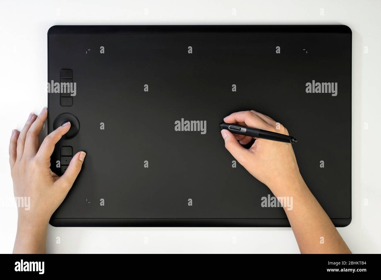 Top view designer desk office Stock Photo - Alamy