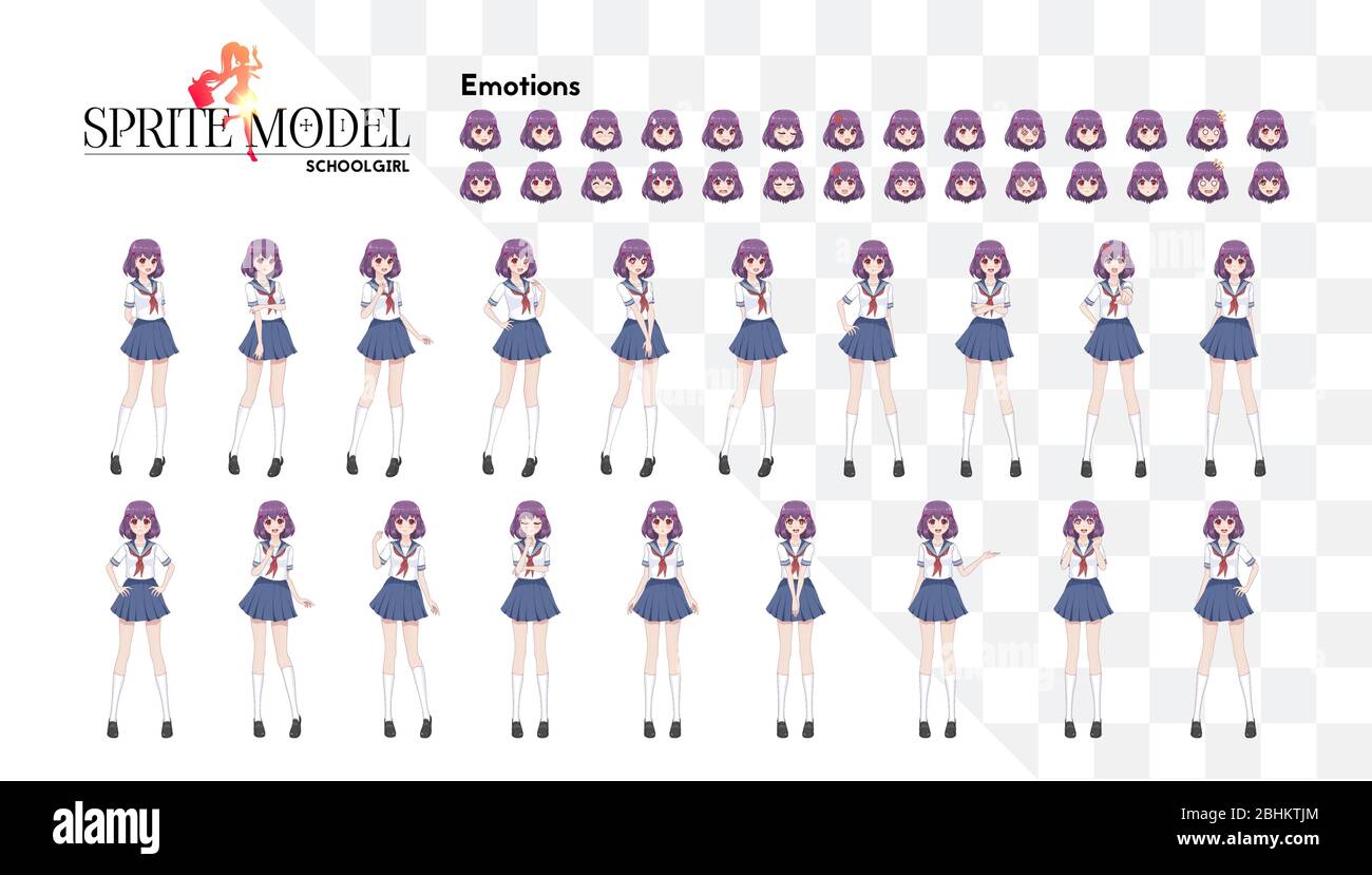 Anime manga girl, Cartoon character in Japanese style.School girl in a ...