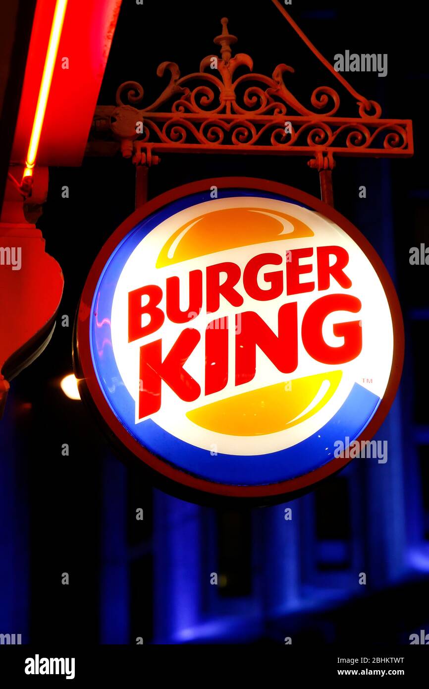 Evening Picture of a Burger King sign by the Centre Point building in ...