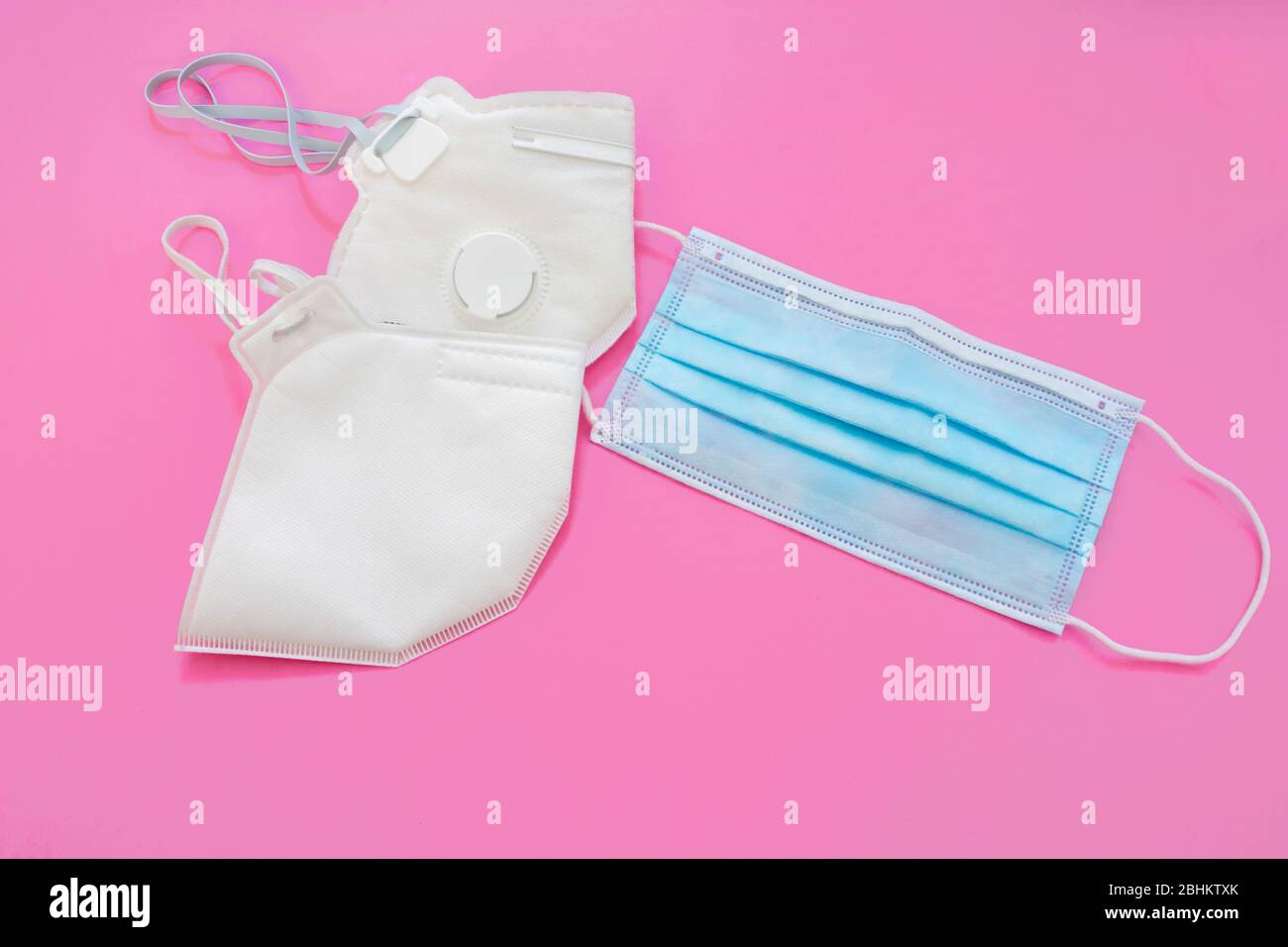 Surgical mask with rubber ear straps. Typical 3-ply surgical mask ...