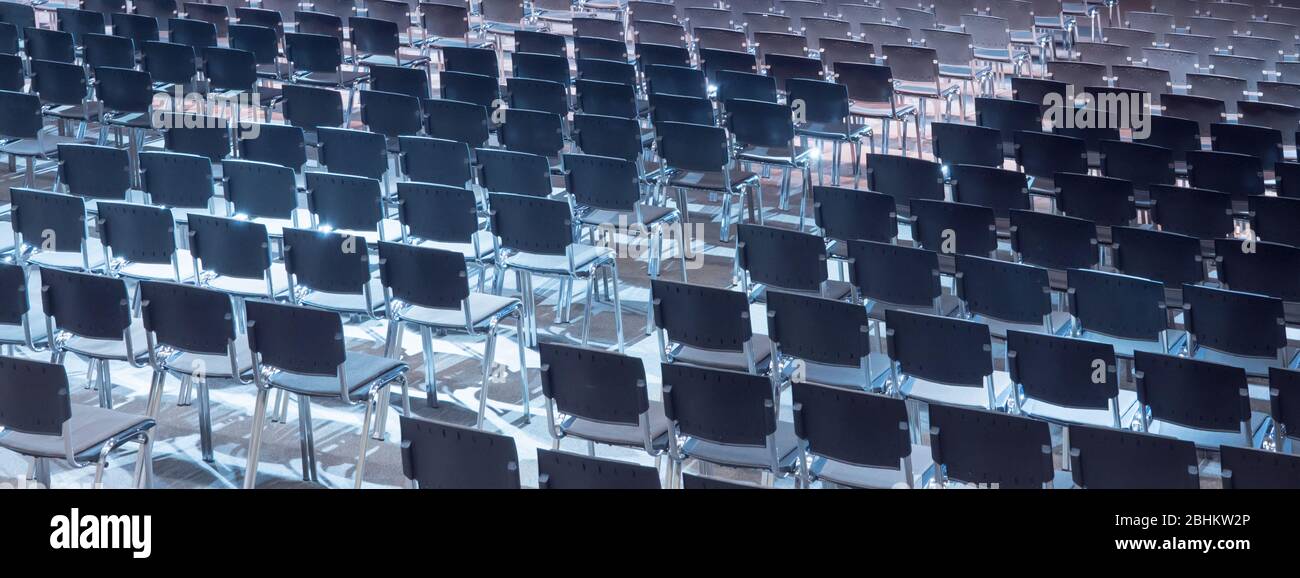 Empty seats. Equipped conference hall. Indoor business conference ...