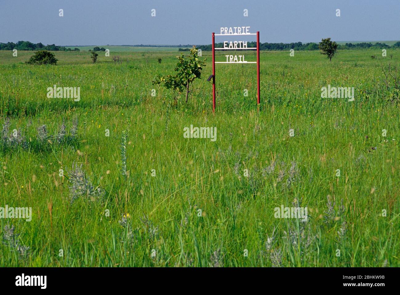Prairie Earth Trail sign, Tallgrass Prairie Preserve, Oklahoma Stock ...