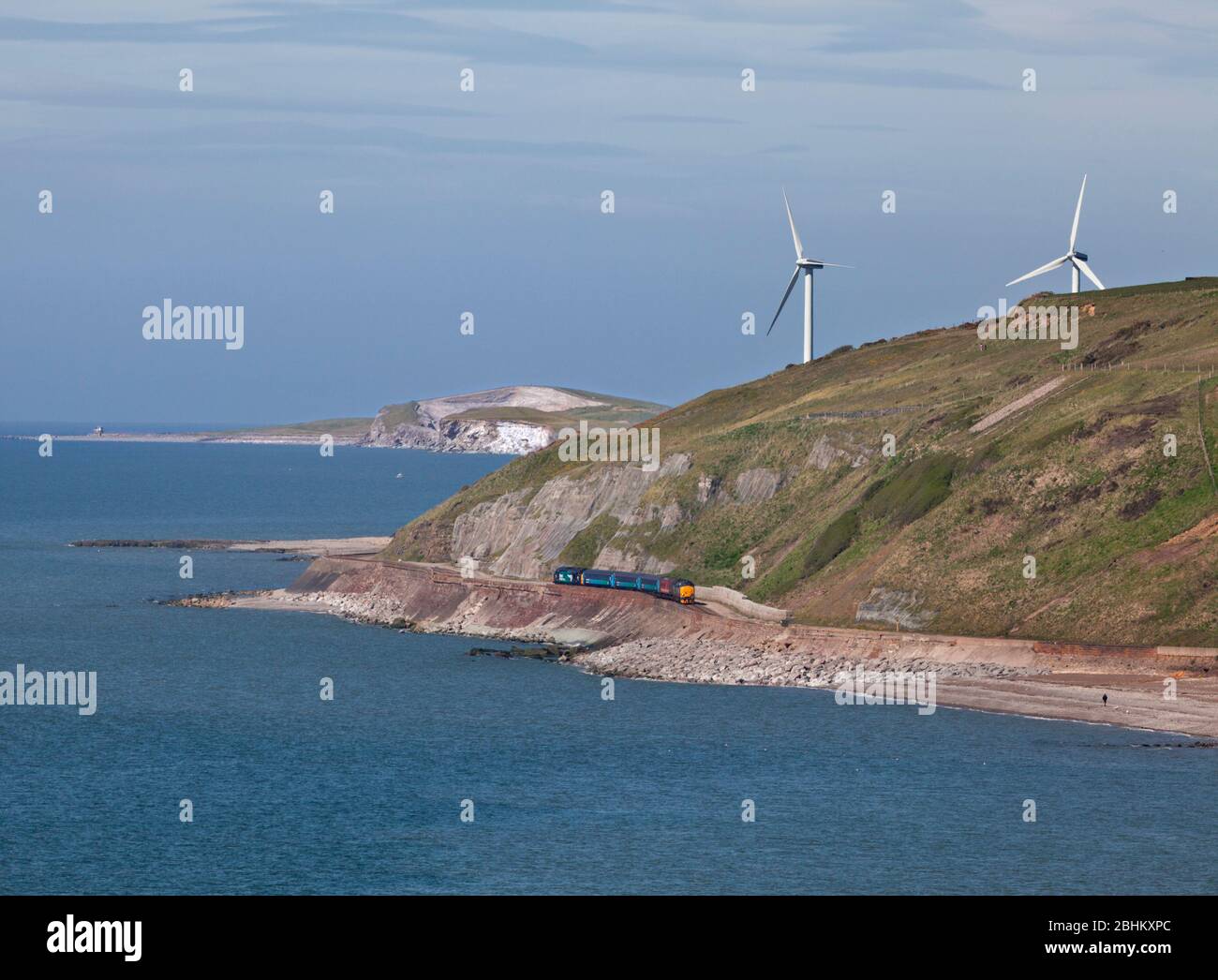 Direct rail Services class 37 with a Northern rail train running along ...