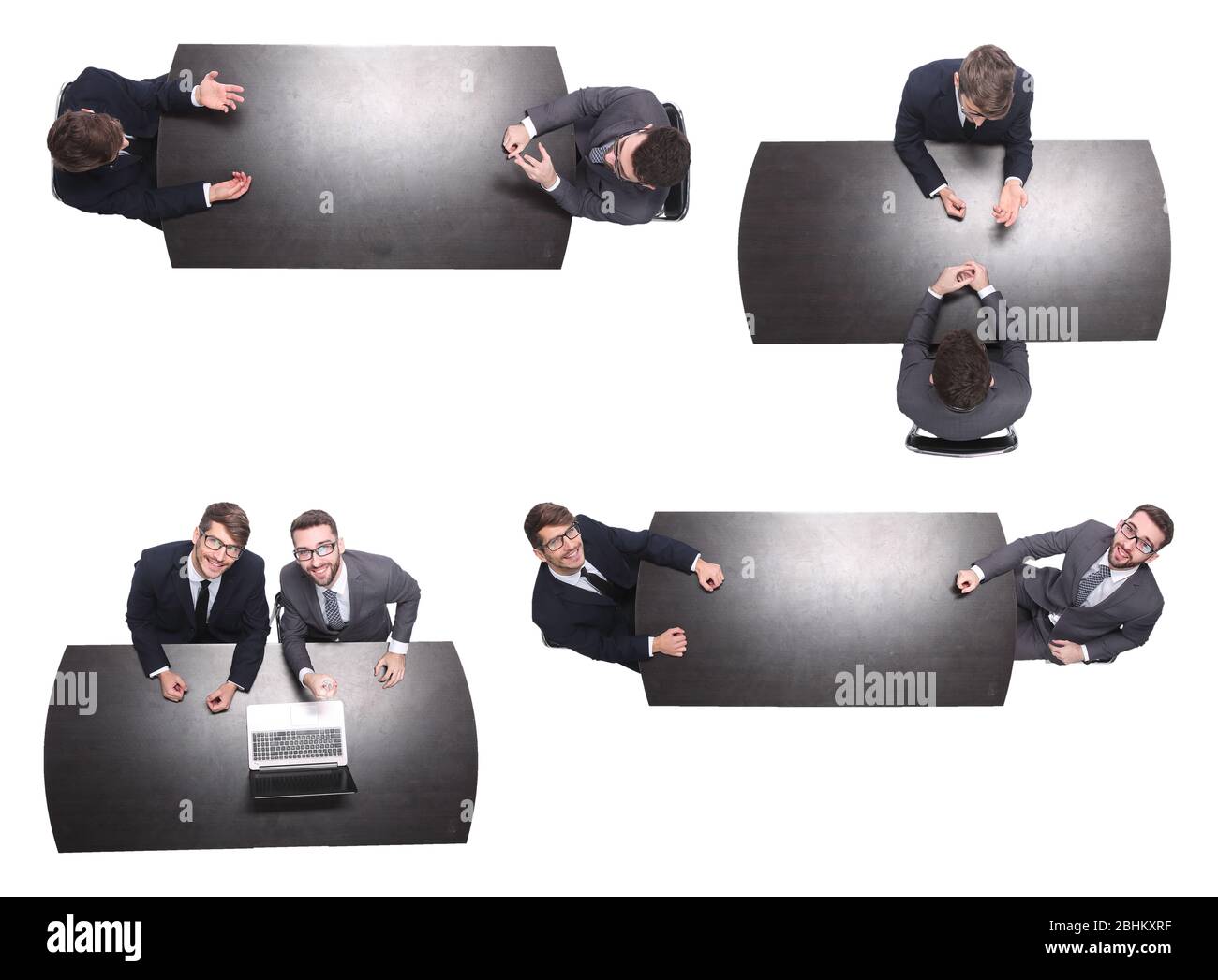 top view. two business people sitting at the Desk Stock Photo - Alamy