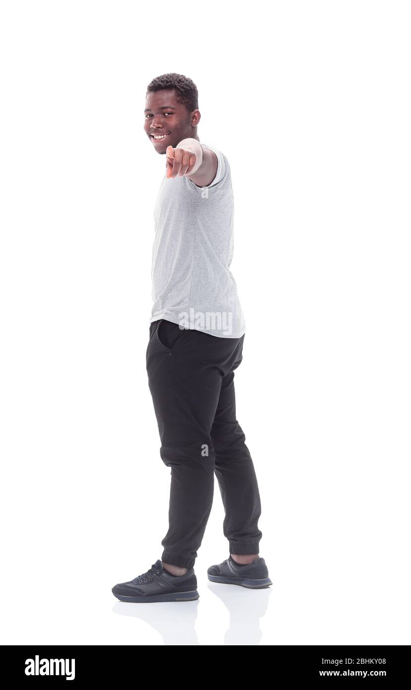 smiling modern guy pointing at you. isolated on white Stock Photo - Alamy