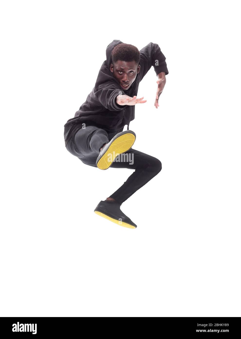 happy trendy dancing guy. isolated on white Stock Photo - Alamy