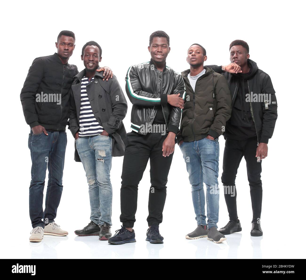 group of diverse guys in autumn clothes . isolated on white Stock Photo ...