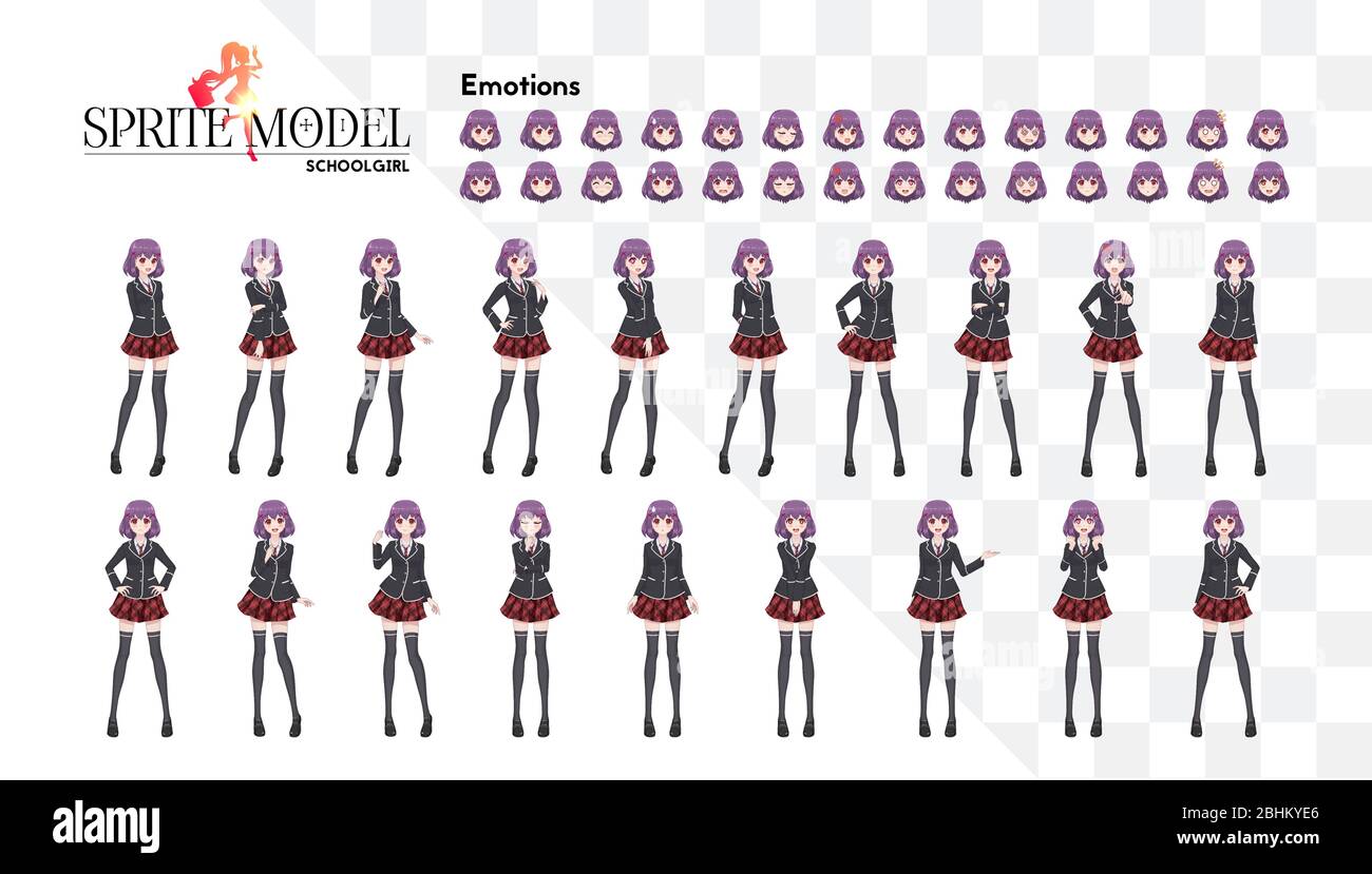 Anime manga girl, Cartoon character in Japanese style. In a white shirt ...