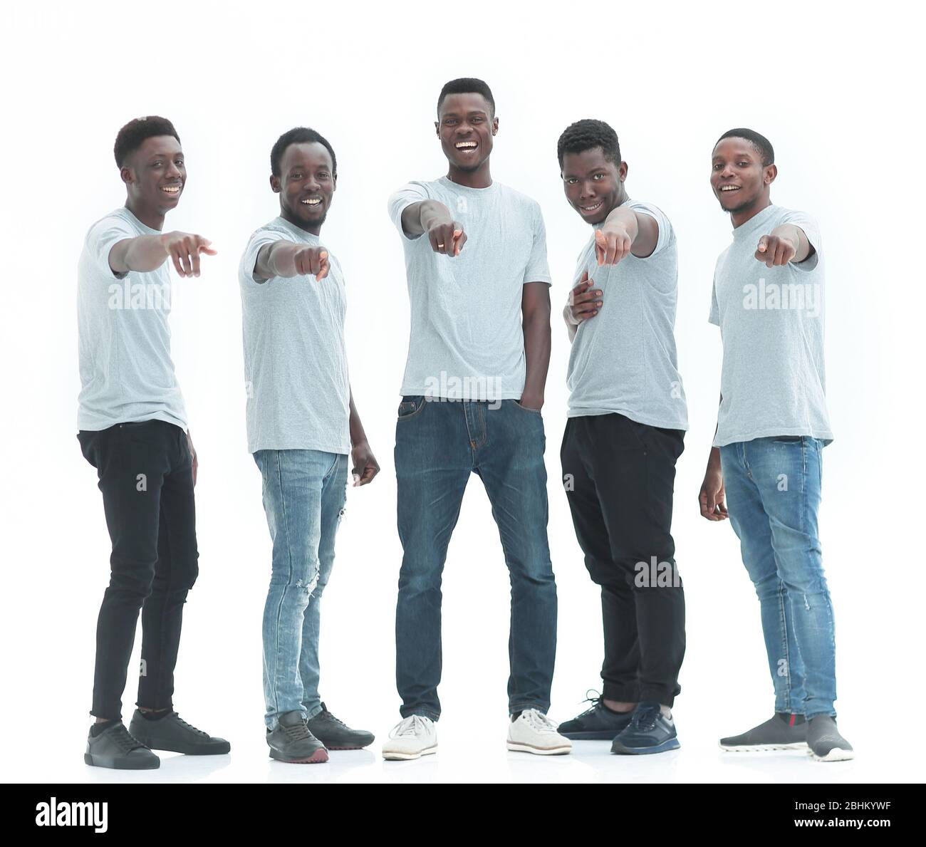 Group friends pointing isolated Cut Out Stock Images & Pictures - Alamy