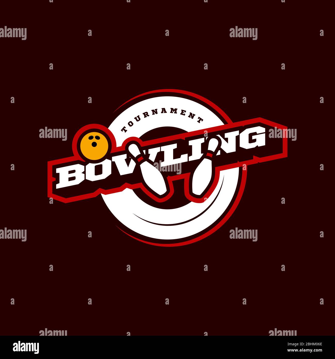 Bowling vector logo. Modern professional Typography sport retro style ...