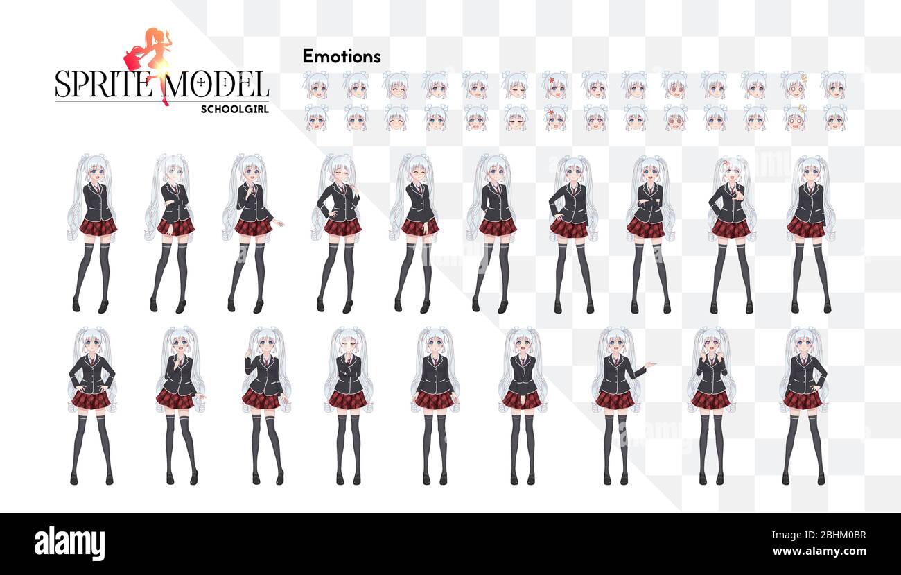 Anime manga girl, Cartoon character in Japanese style. In a white shirt ...