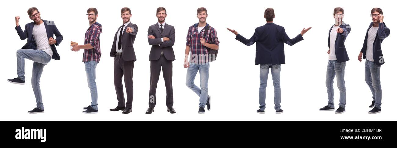 panoramic photo collage engineer architect isolated on white Stock ...