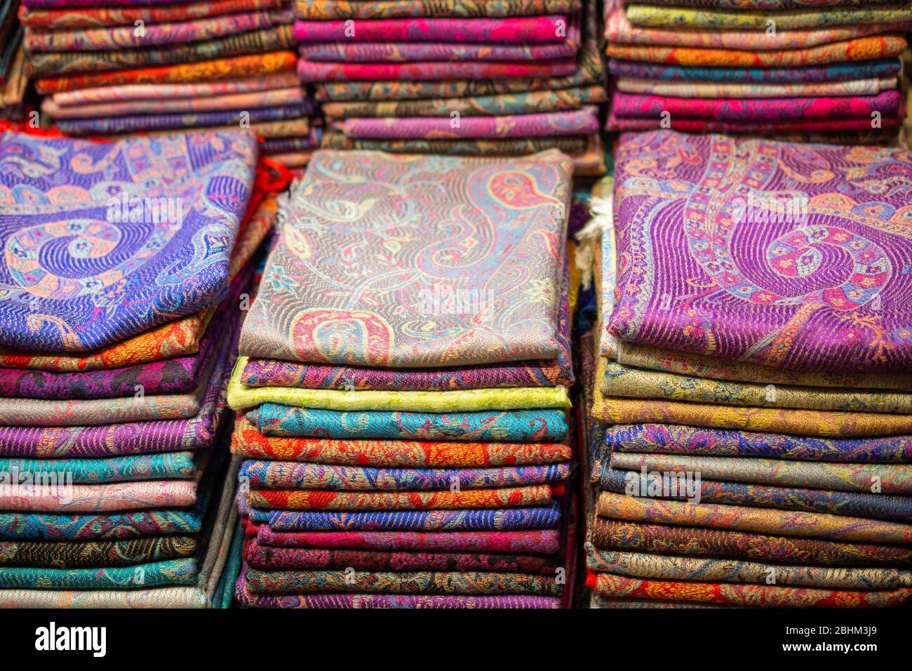 Examples of colorful fabric of various color and type Stock Photo - Alamy