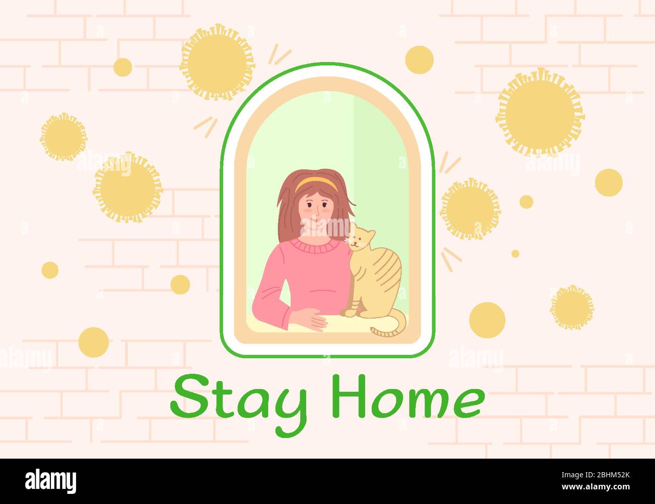 Stay home concept. Self-isolation during an epidemic. House facade with ...