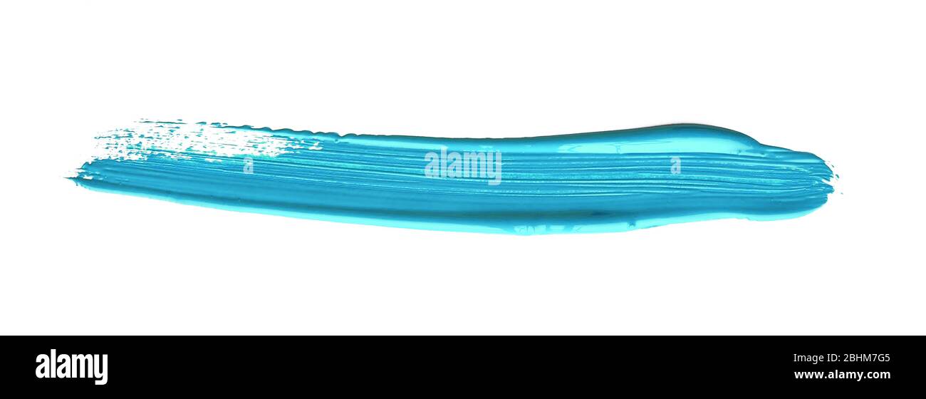 Turquoise blue brush stroke paiting over isolated background, canvas ...