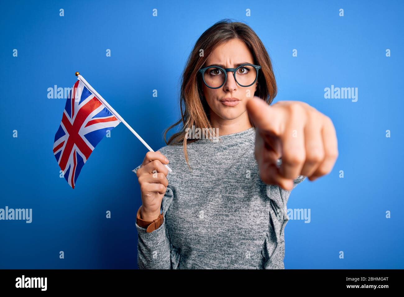 Eu flag hand pointing hi-res stock photography and images - Alamy