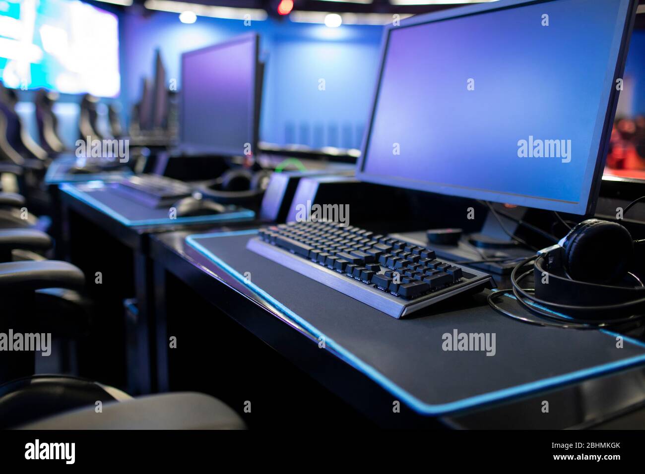 Computers in esports arena Stock Photo - Alamy