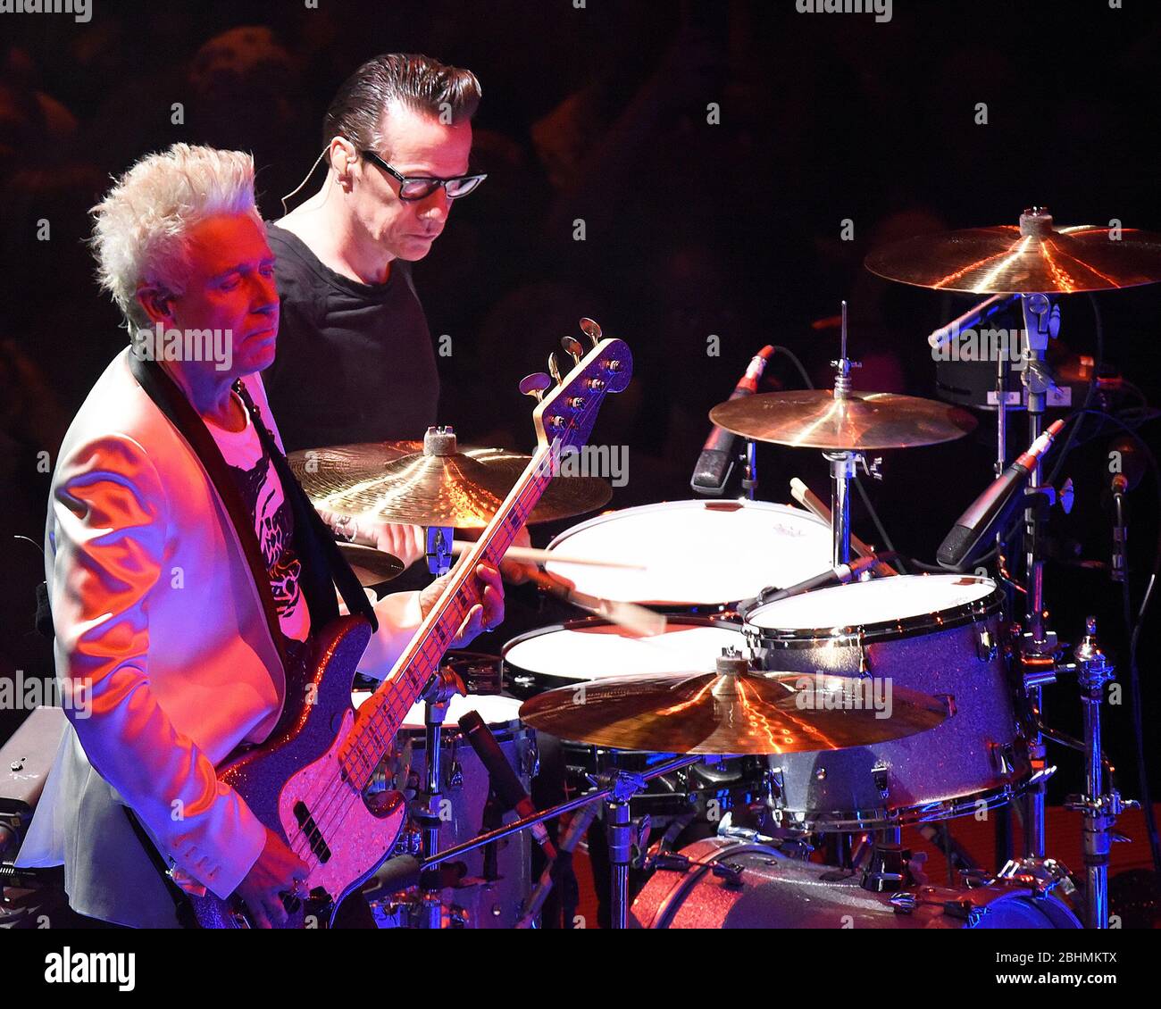 May 28: Adam Clayton and Larry Mullen, Jr. of U2 perform for the sold ...