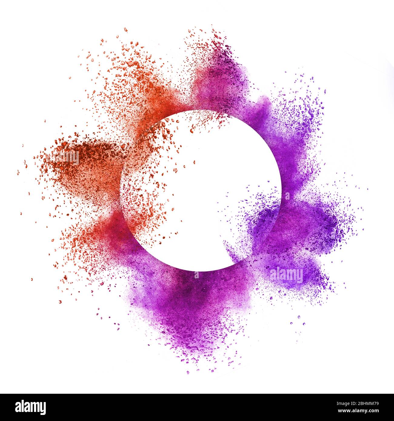 Round frame with colorful splash on a white background Stock Photo - Alamy