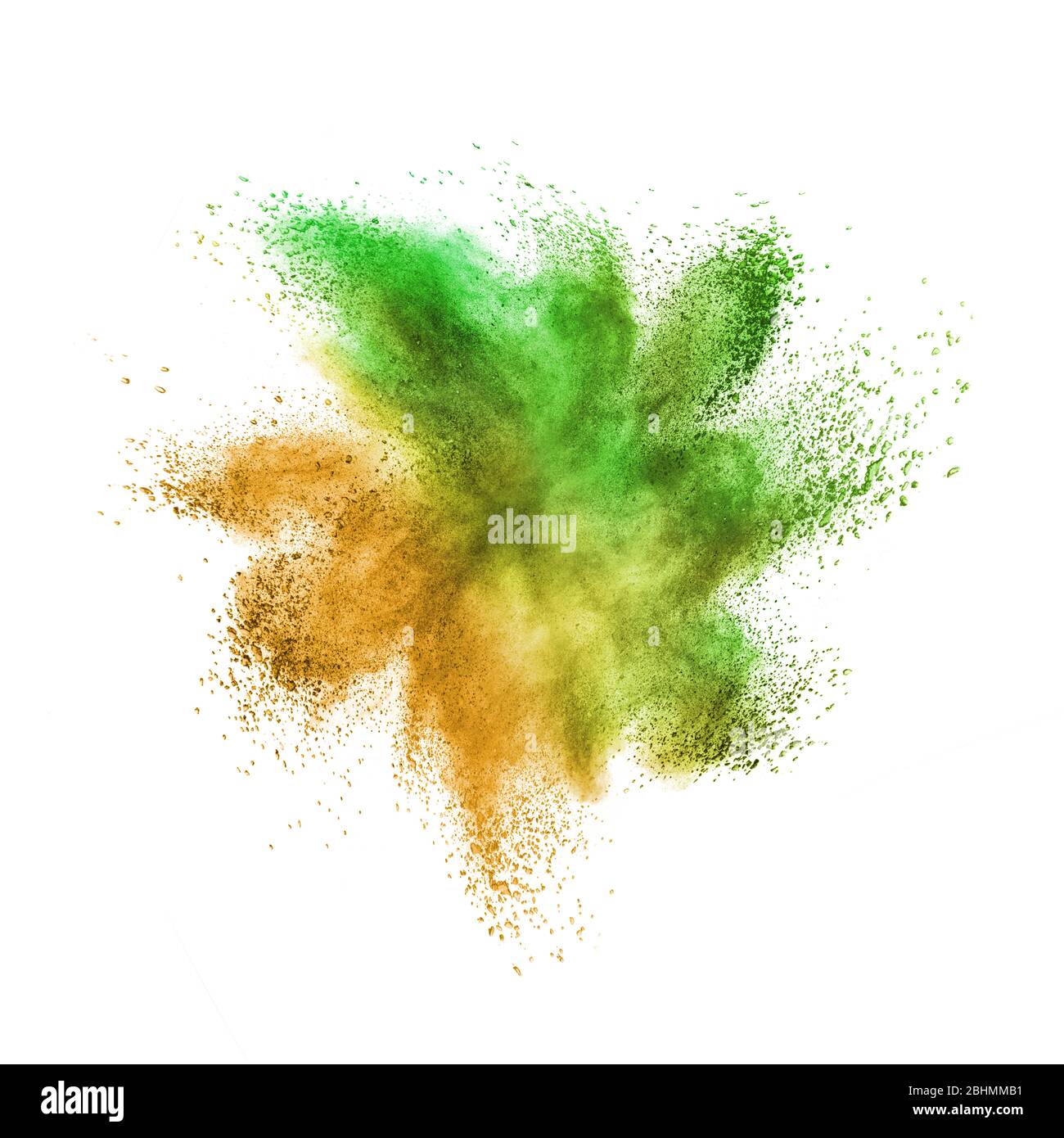 Creative colorful powder or dust explosion on a white background Stock ...