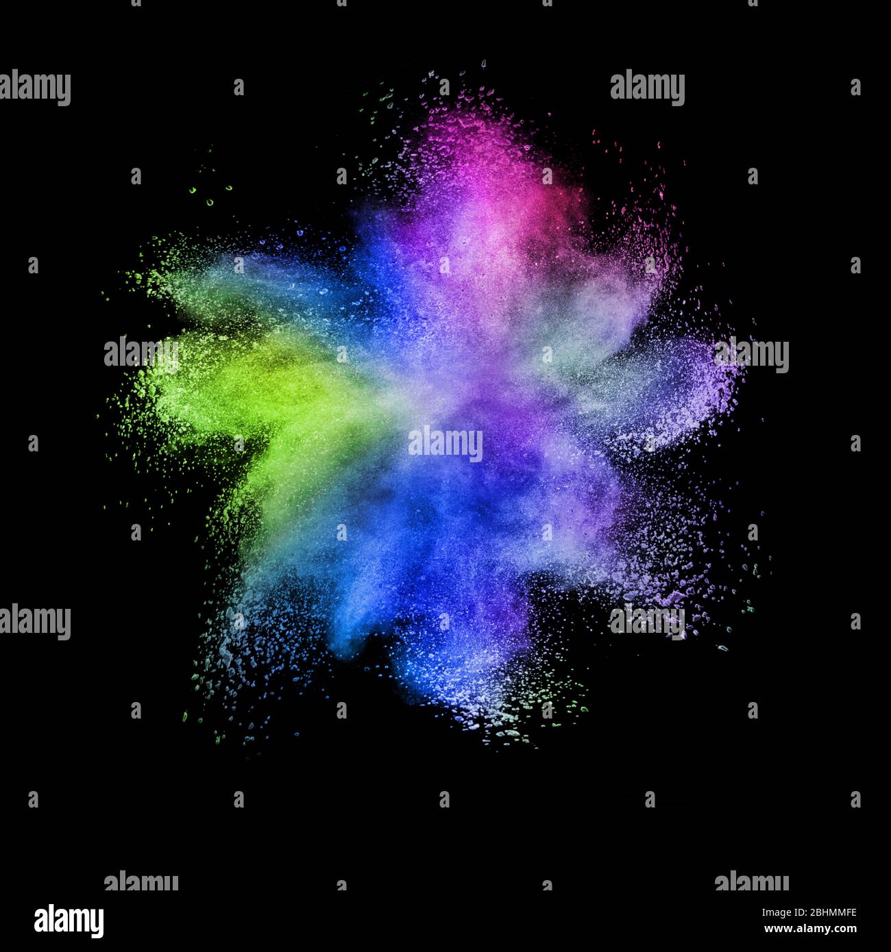 Abstract colorful powder explosion on a black background Stock Photo ...