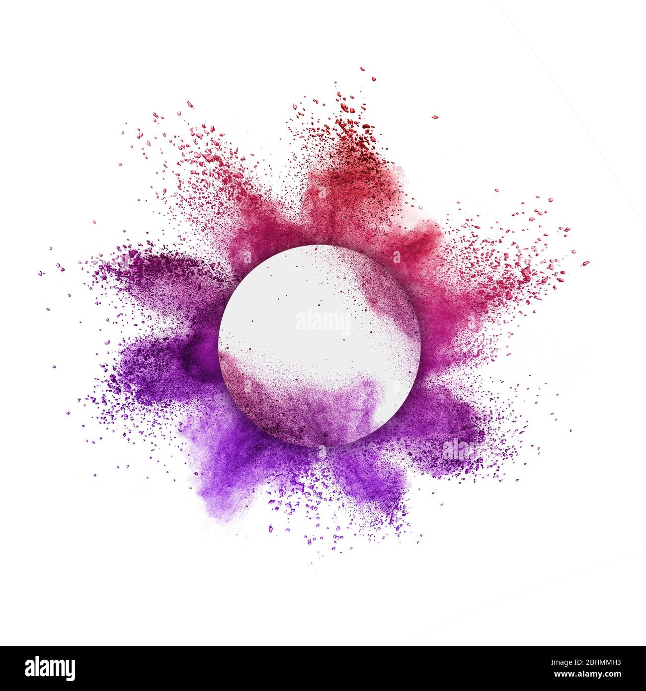 Colorful powder splash in round frame on a white background Stock Photo ...
