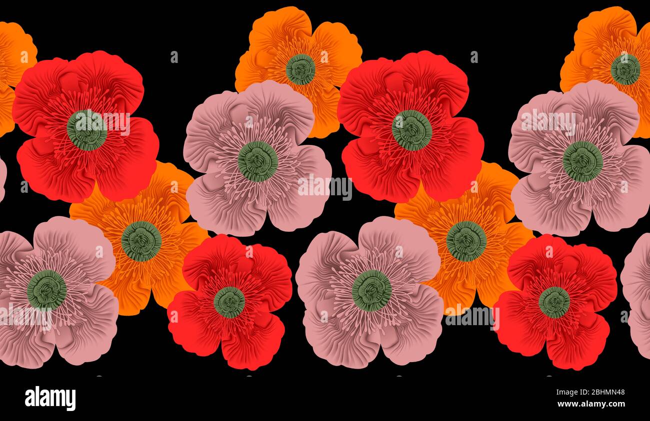 beautiful antique flower border with black background Stock Photo - Alamy