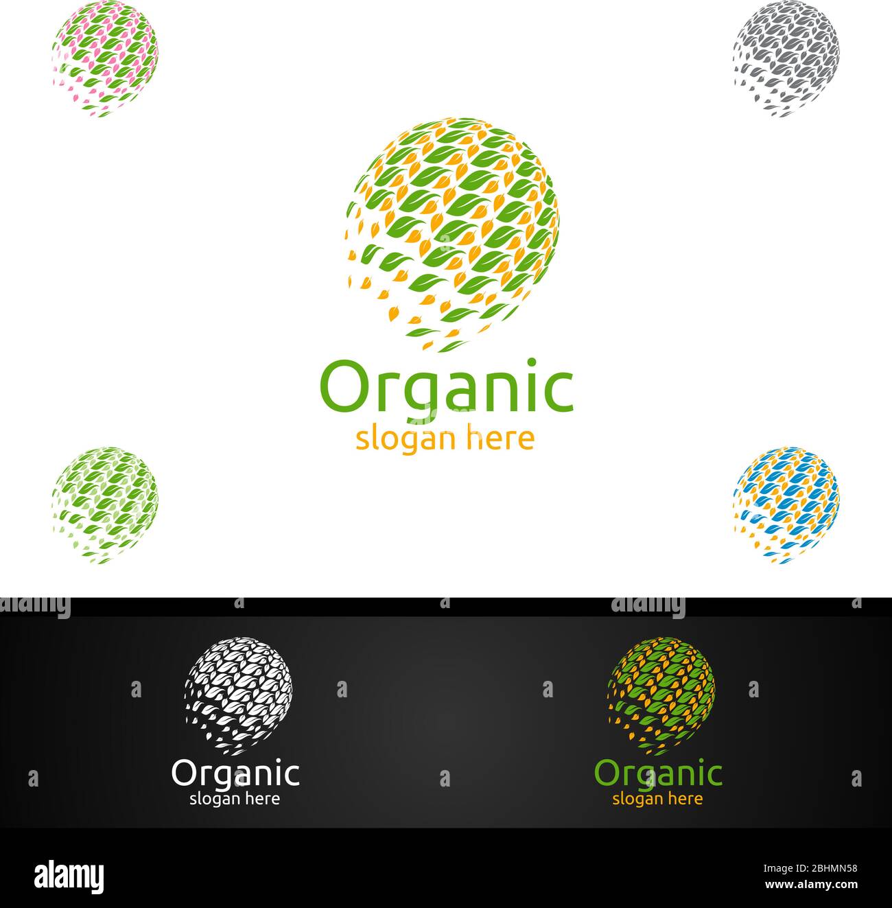 Global Natural and Organic Logo design template for Herbal, Ecology ...