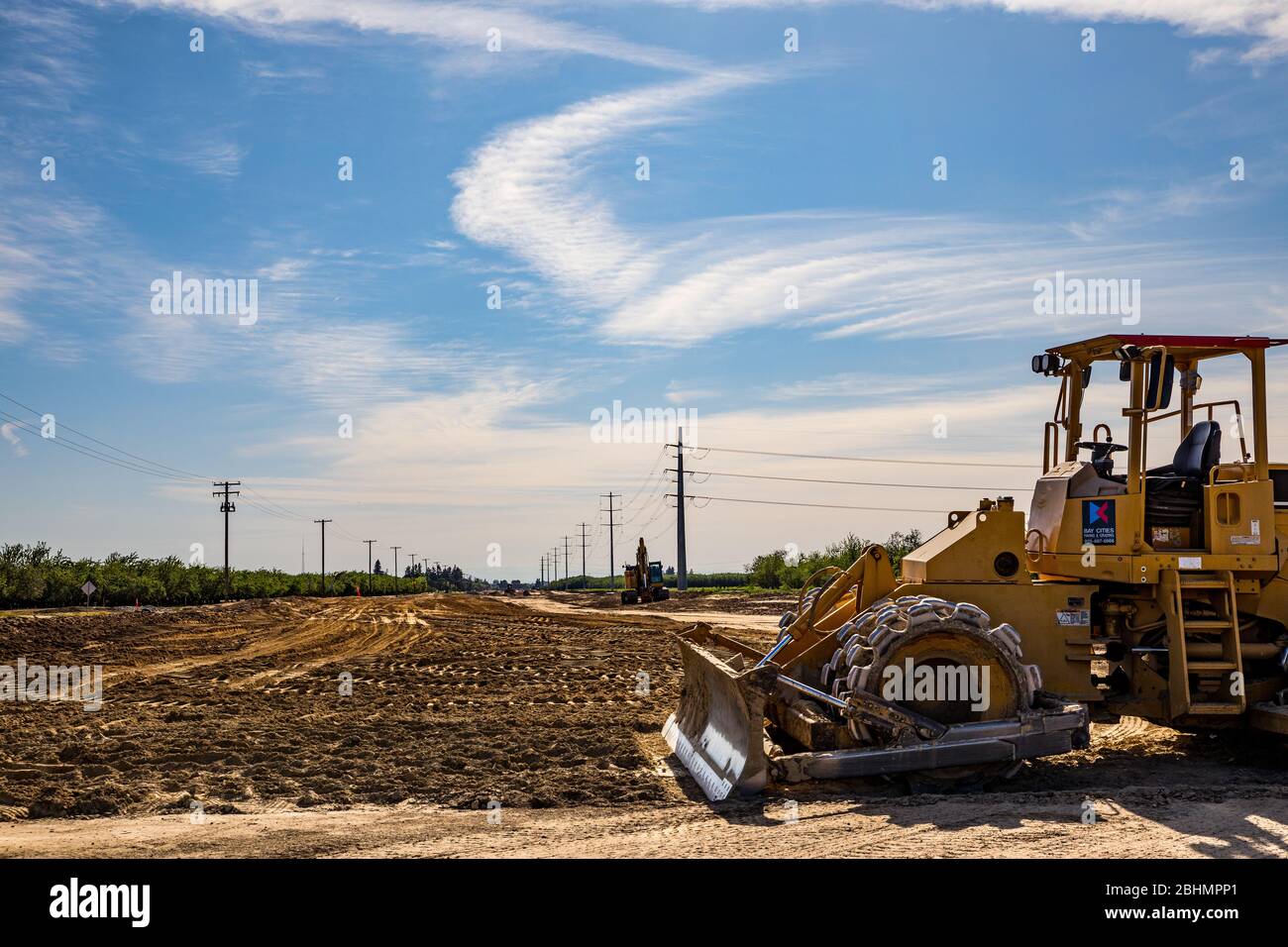 Heavy Equipment for the road building of Highway 132 in Modesto ...