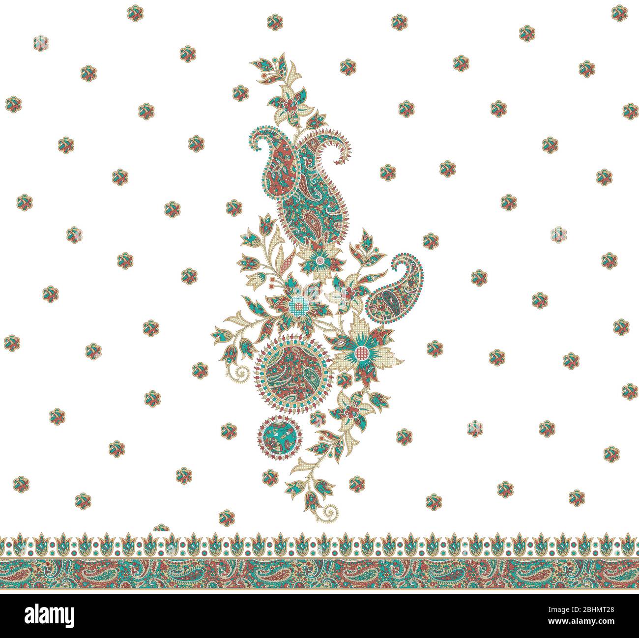 traditional paisley motif with border design Stock Photo - Alamy