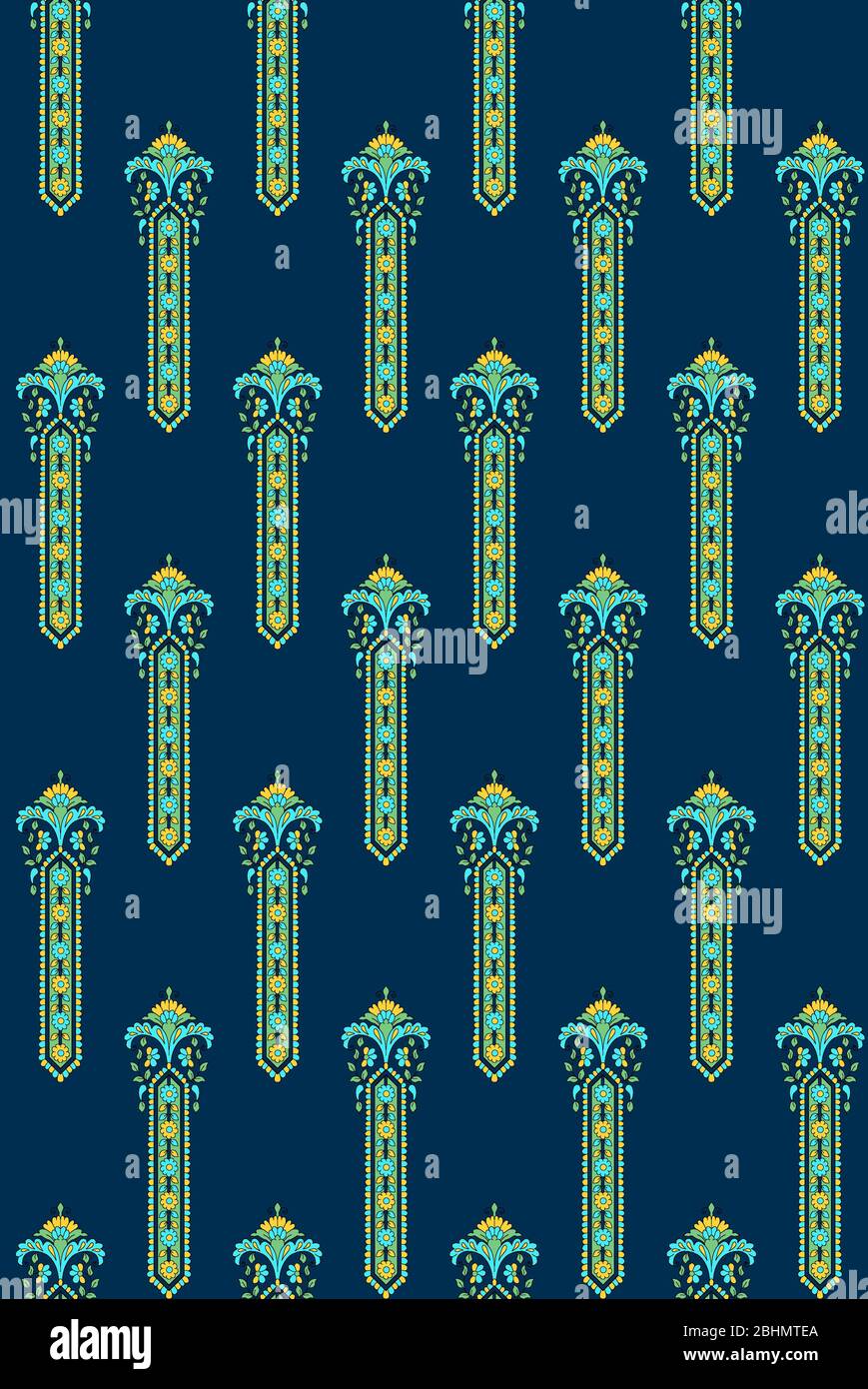 seamless floral motif design pattern with rama background Stock Photo ...