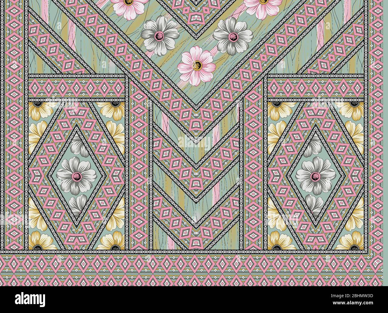 decorative floral geometrical design pattern Stock Photo - Alamy