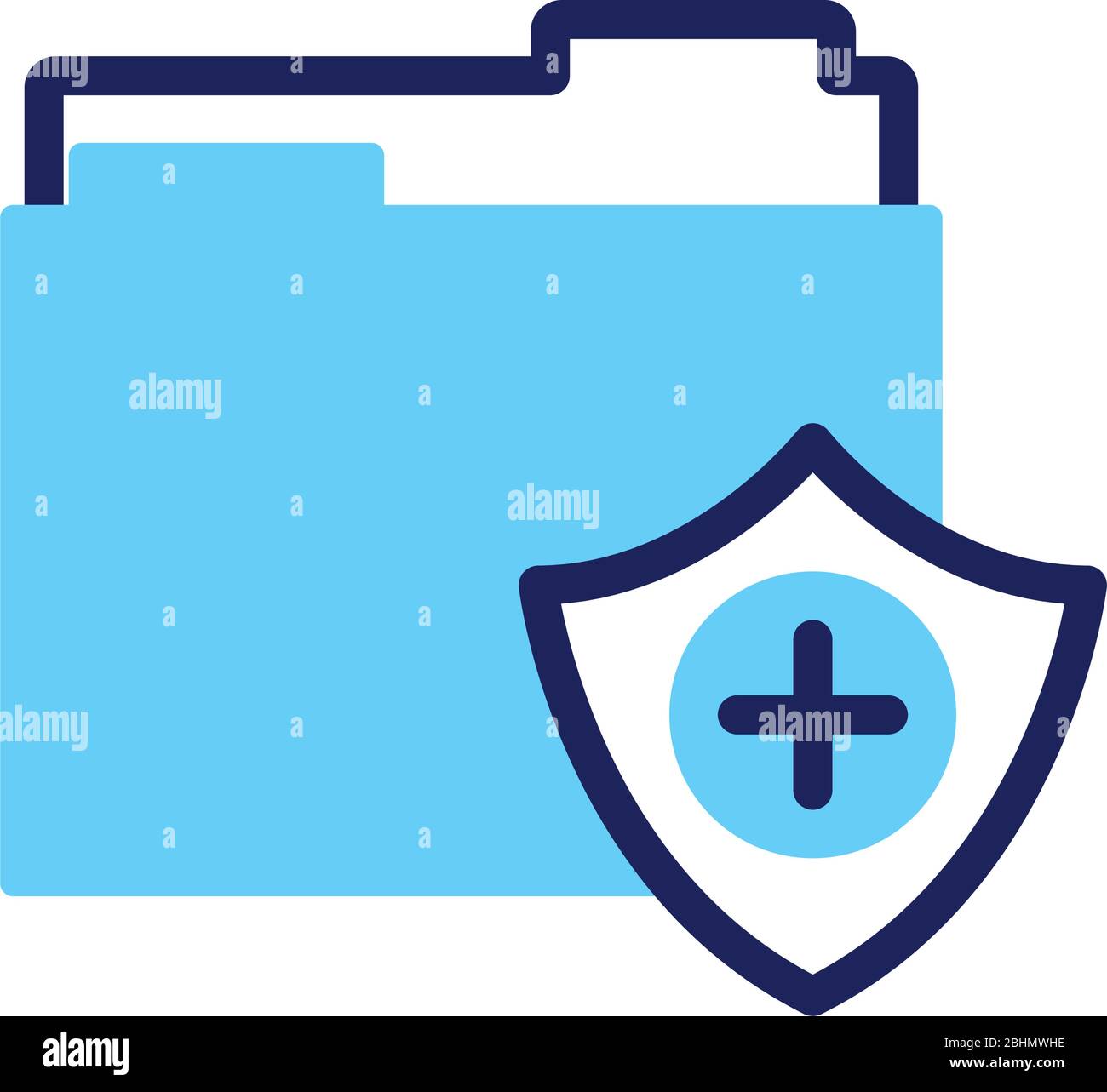 shield insurance with folder line and fill style icon Stock Vector ...