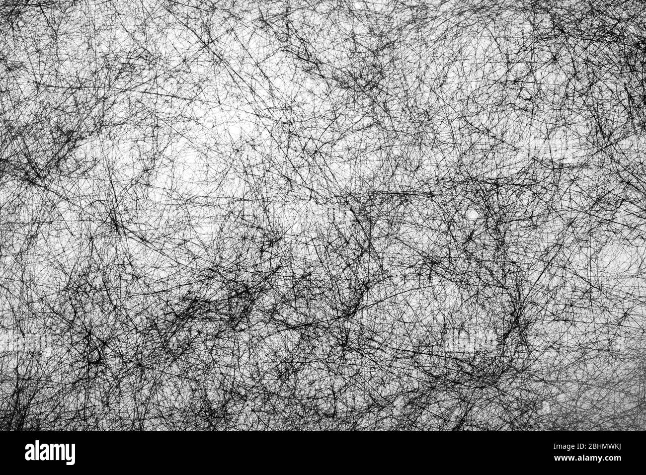 hand draw abstract background of black Fiber lines on white background ...