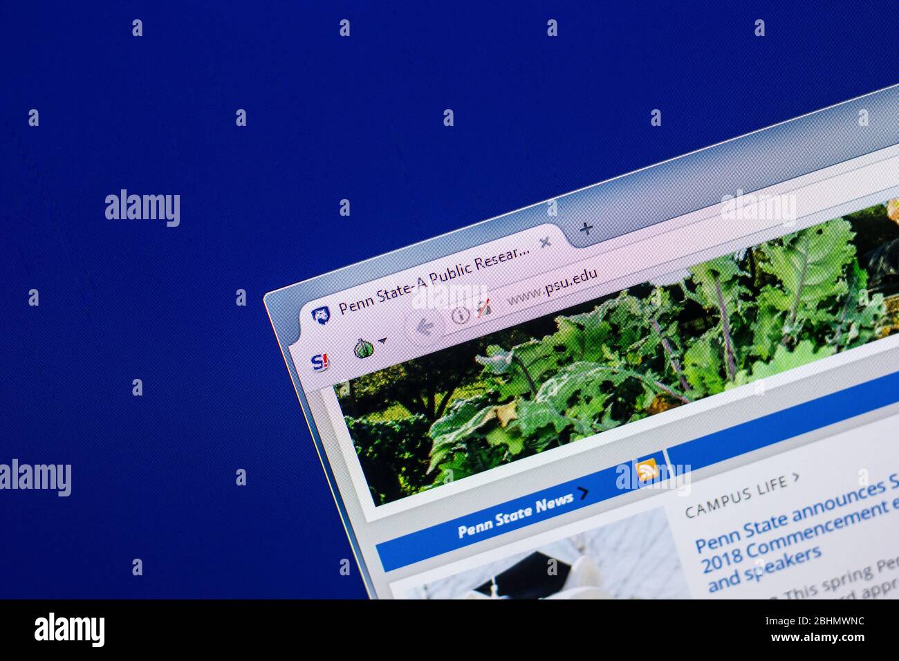 Ryazan, Russia - April 29, 2018: Homepage of PSU website on the display ...