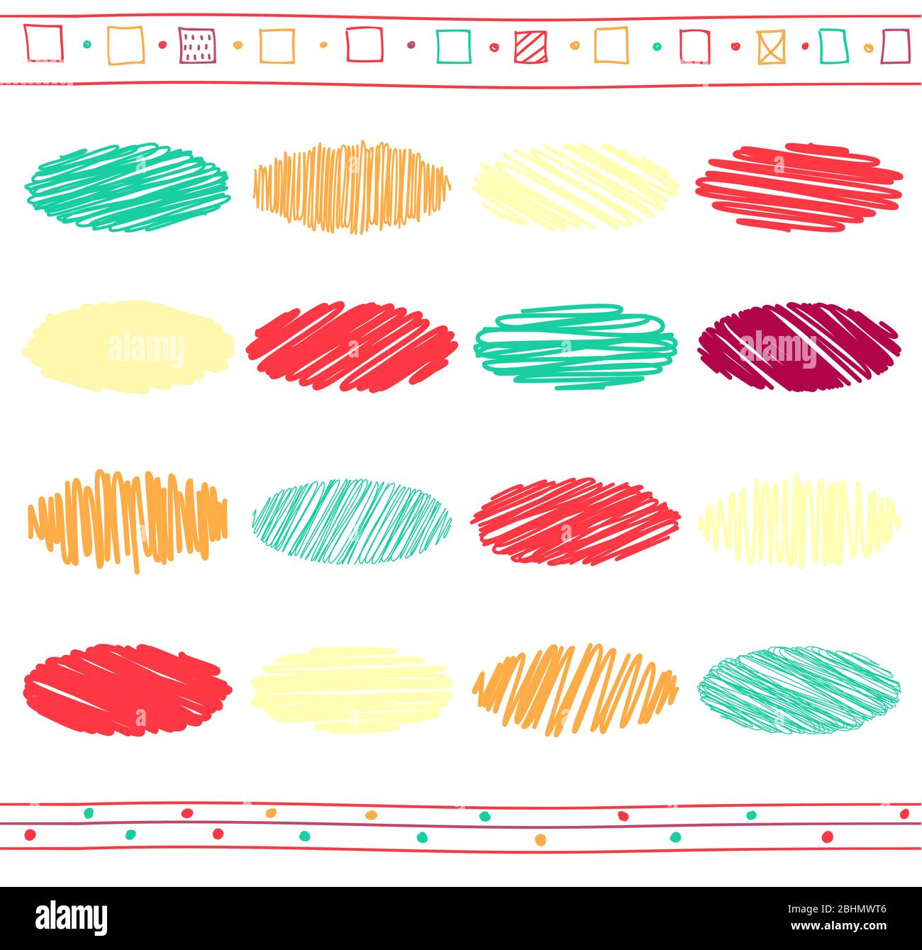 Vector collection of retro scribbled circular lines with hand drawn ...