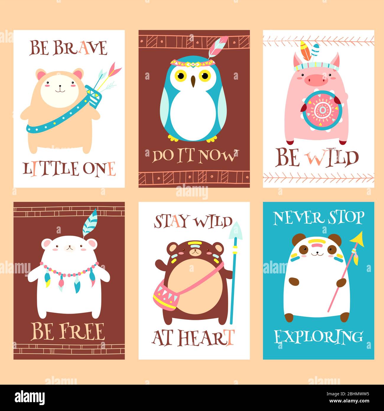 Collection of tribal banner, background, flyer, sticker, placard with ...