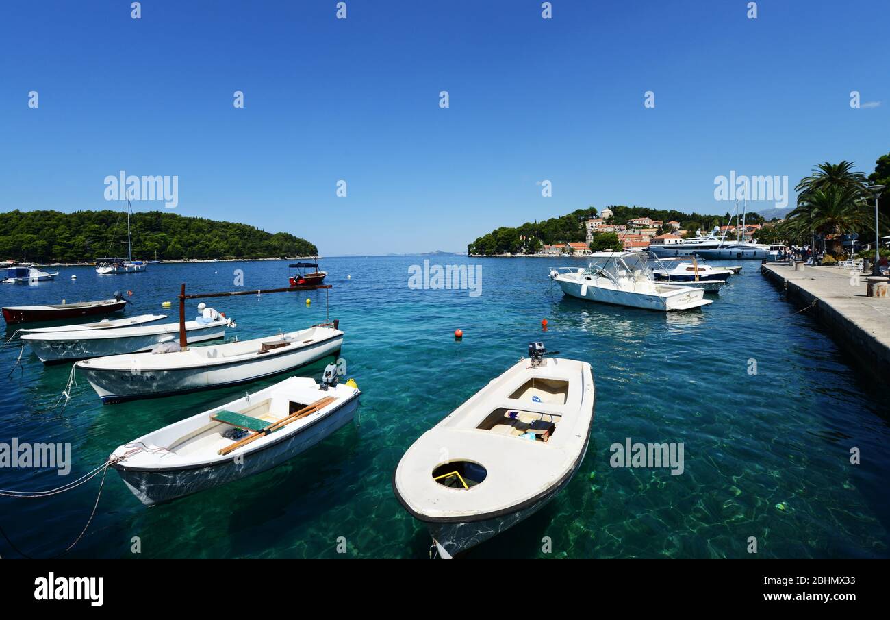 The beautiful marina in the seaside town of Cavtat, Croatia Stock Photo ...