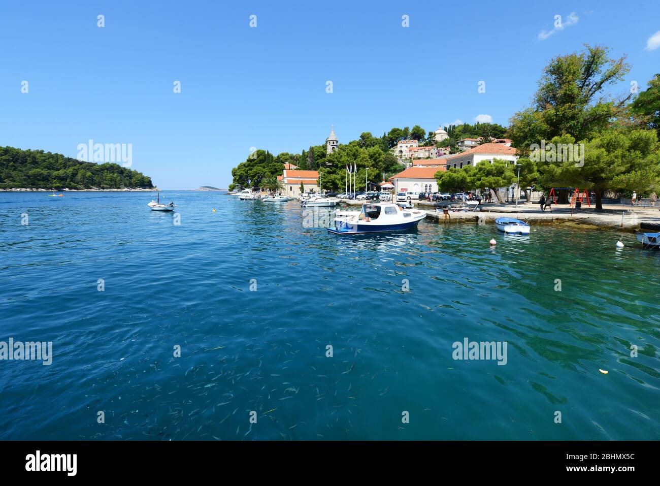The beautiful marina in the seaside town of Cavtat, Croatia Stock Photo ...