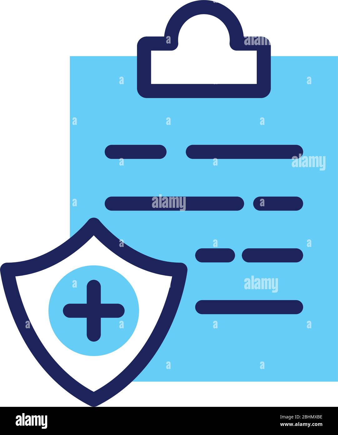 shield insurance with clipboard line and fill style icon Stock Vector ...