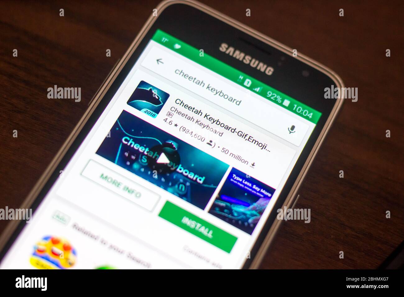 Ryazan, Russia - May 04, 2018: Cheetah Keyboard icon in the list of ...