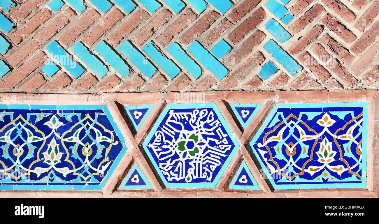 Detail of traditional persian mosaic wall with floral ornament in ...