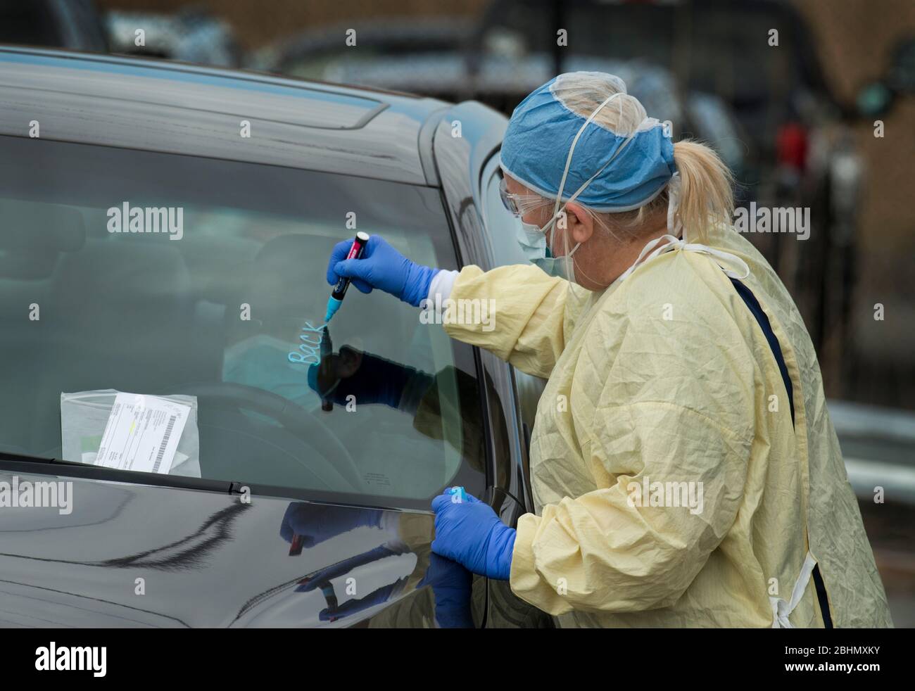 Drive –Through COVID-19 testing, Medford, Massachusetts, USA. 25 April ...