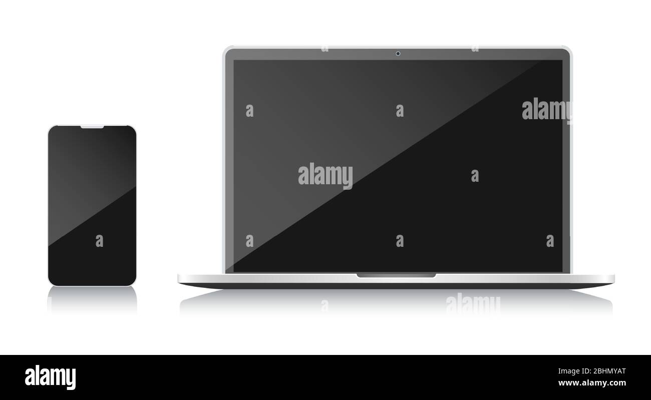 Computer laptop and phone mockup Stock Vector Image & Art - Alamy