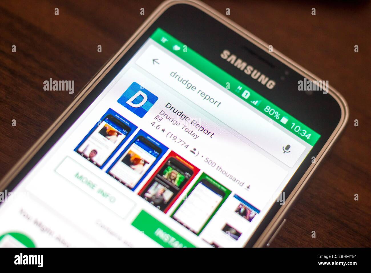 Ryazan, Russia - May 04, 2018: Drudge Report icon in the list of mobile ...