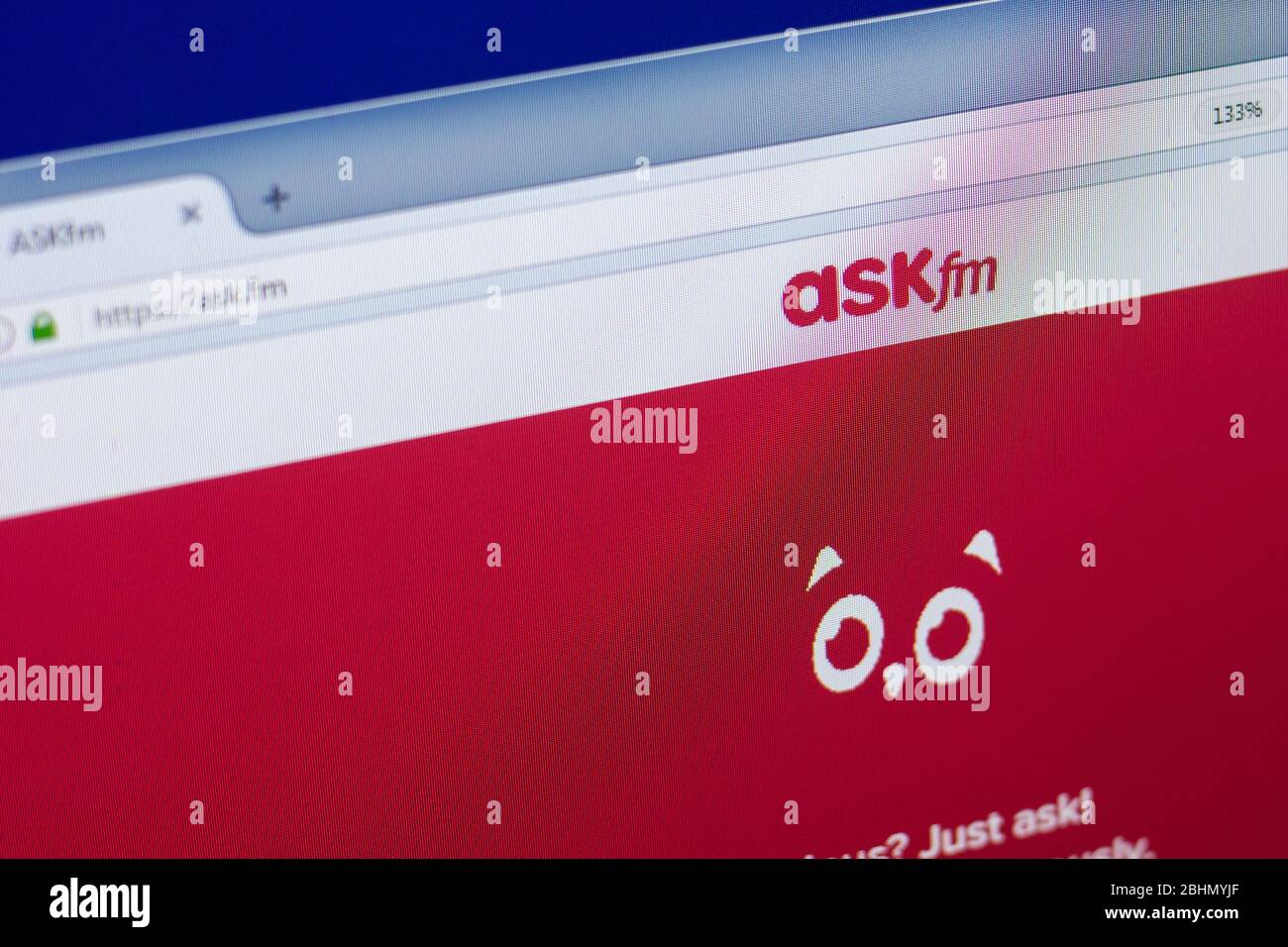 Ryazan, Russia - May 08, 2018: Ask website on the display of PC, url ...